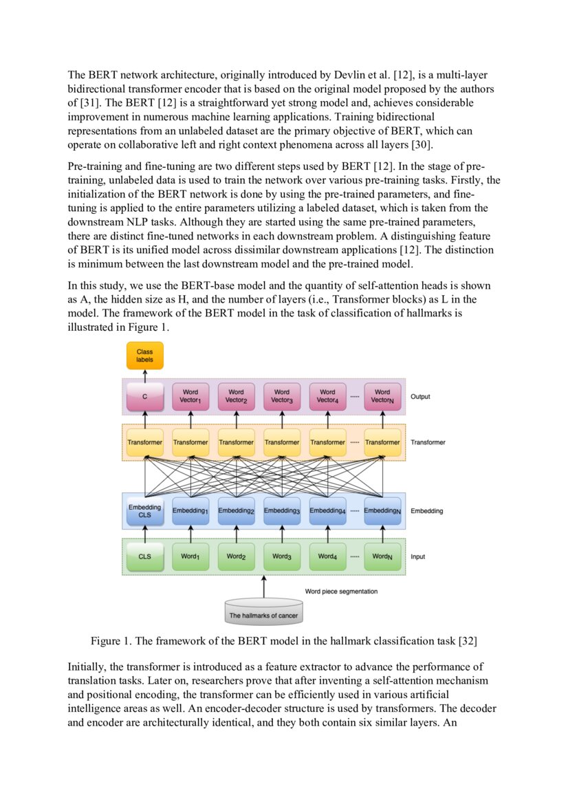 Cancer Hallmark Classification Using Bidirectional Encoder Representations From Transformers