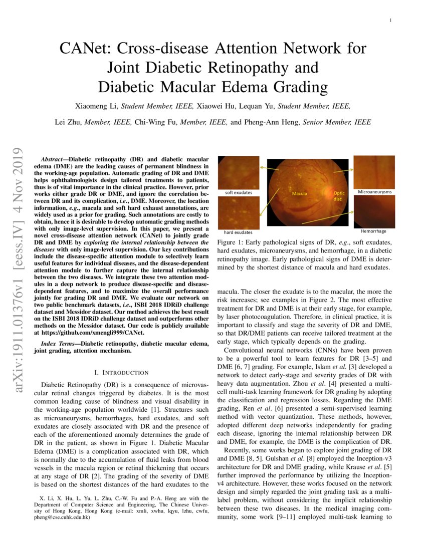 CANet: Cross-disease Attention Network for Joint Diabetic Retinopathy ...