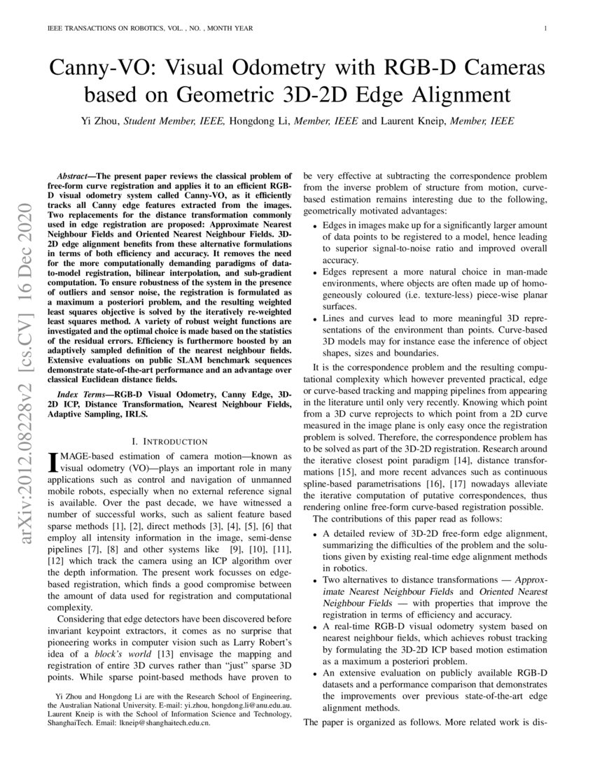 Canny-VO: Visual Odometry with RGB-D Cameras based on Geometric 3D-2D ...