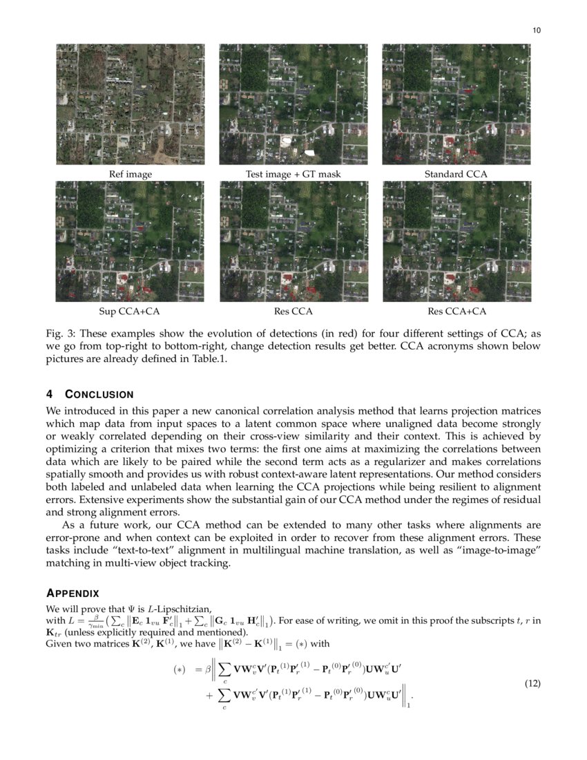 Canonical Correlation Analysis for Misaligned Satellite Image Change Detection | DeepAI