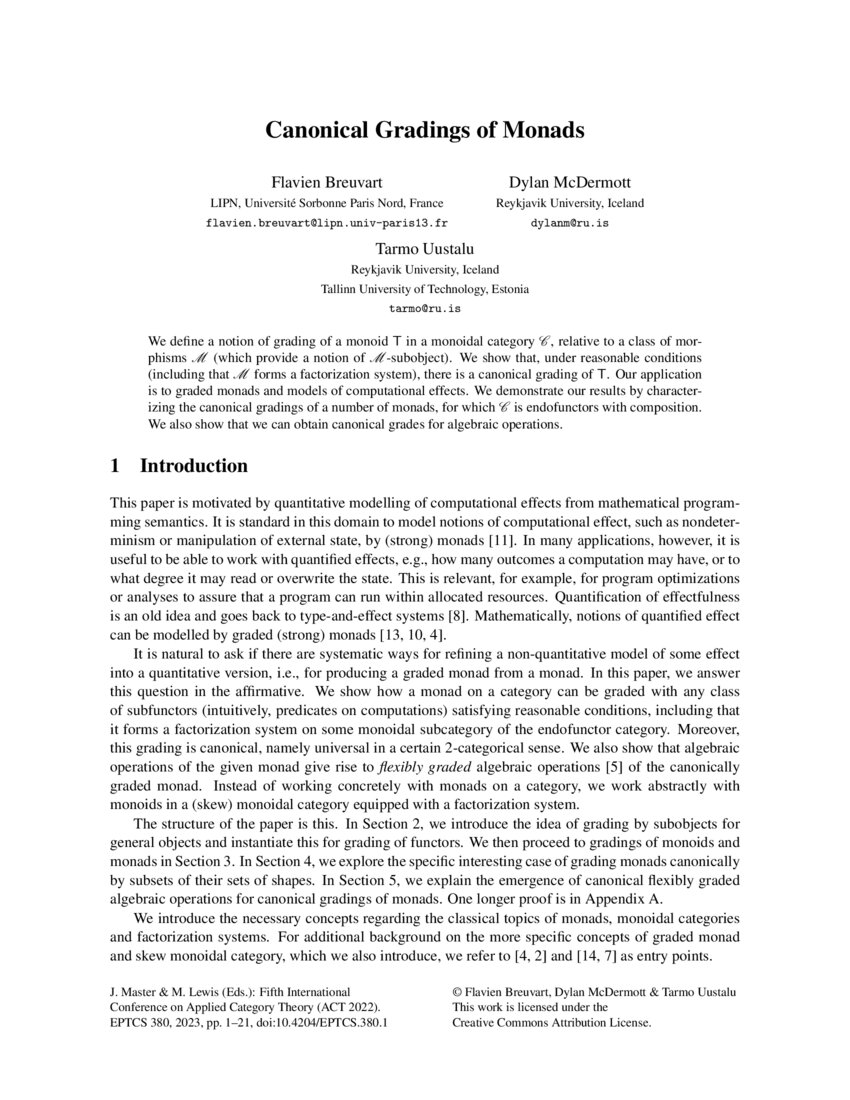 Canonical Gradings of Monads | DeepAI
