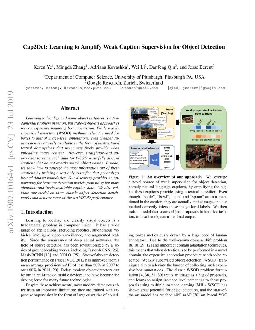 Cap2Det: Learning to Amplify Weak Caption Supervision for Object Detection | DeepAI