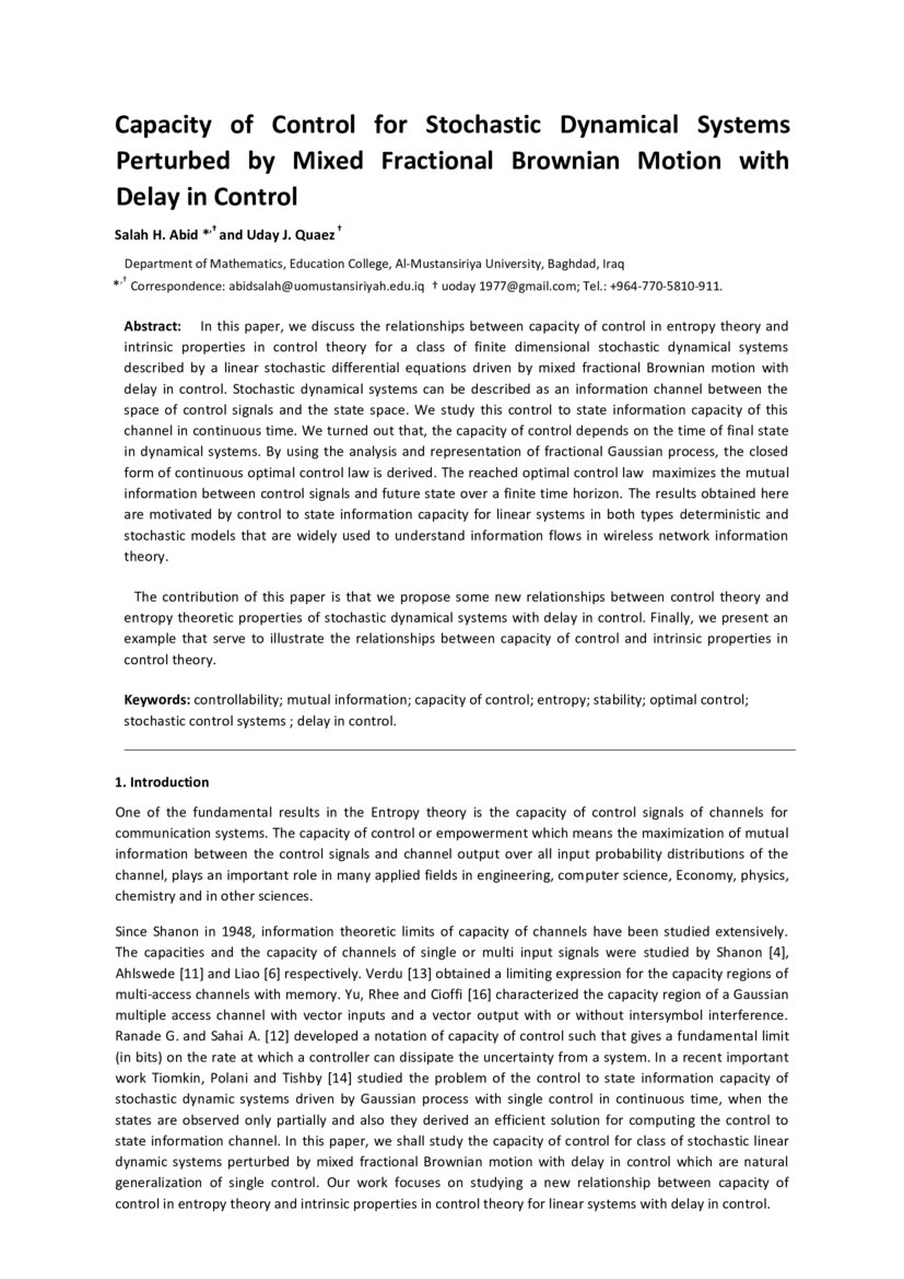Capacity Of Control For Stochastic Dynamical Systems Perturbed By Mixed Fractional Brownian