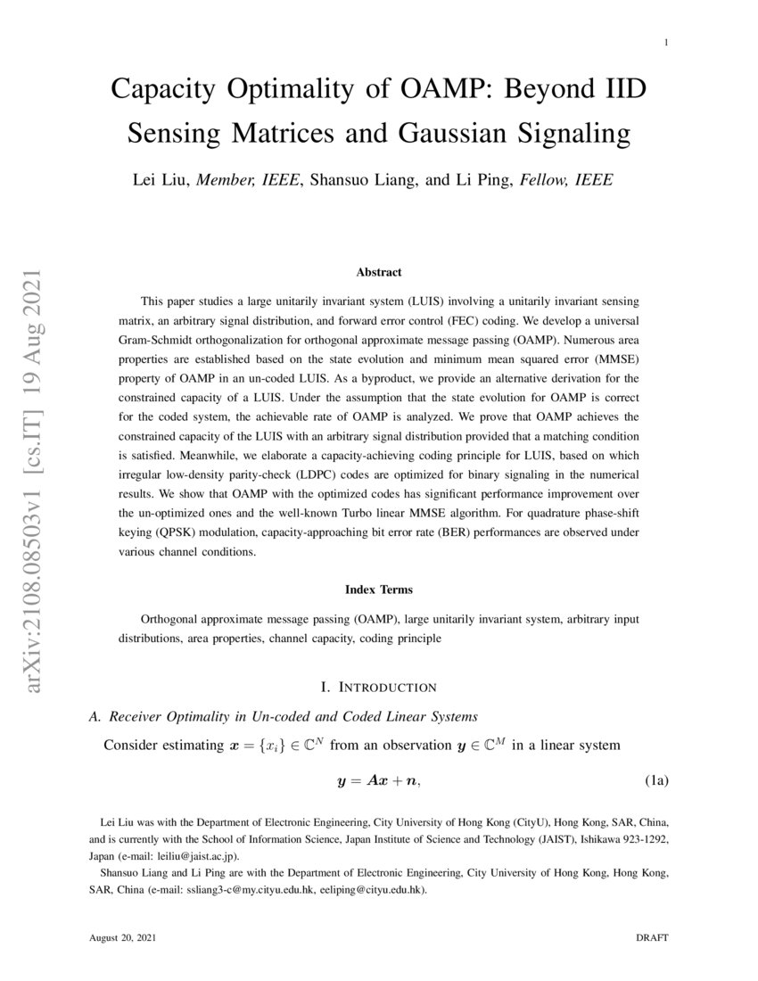 Capacity Optimality of OAMP: Beyond IID Sensing Matrices and Gaussian ...