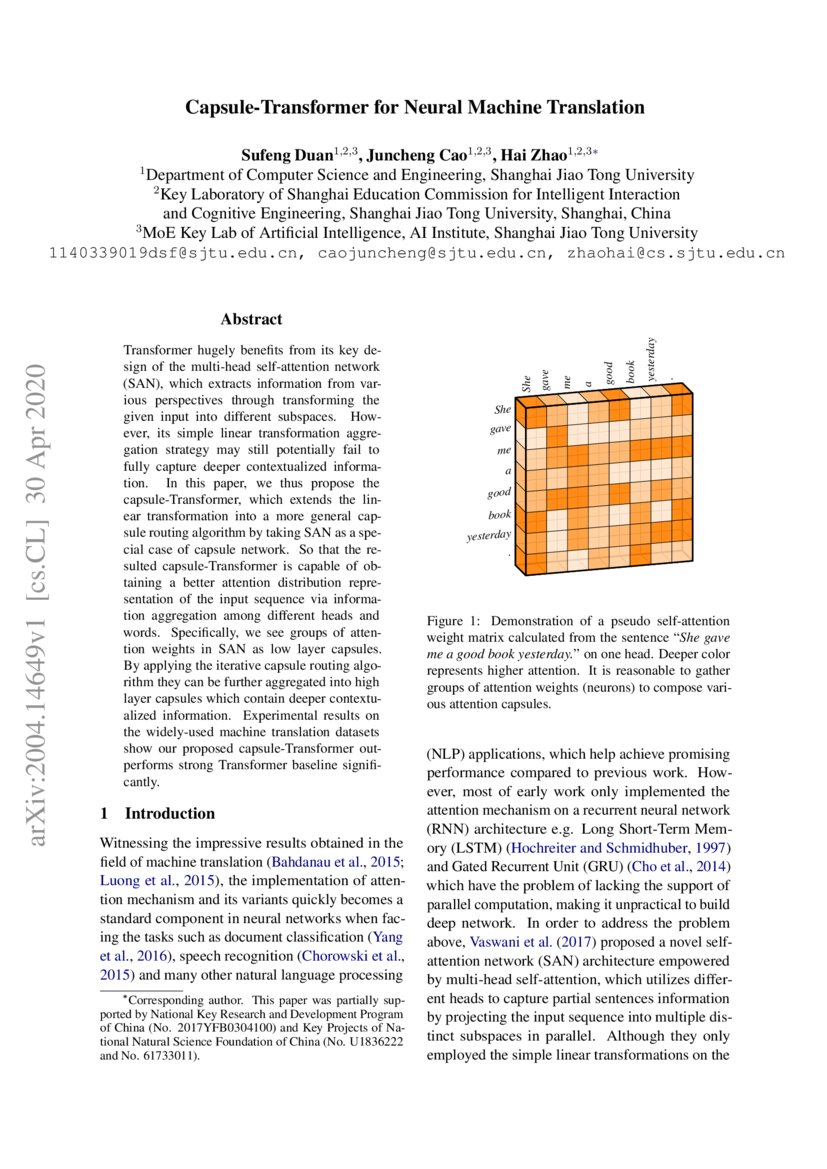 Capsule-Transformer for Neural Machine Translation | DeepAI