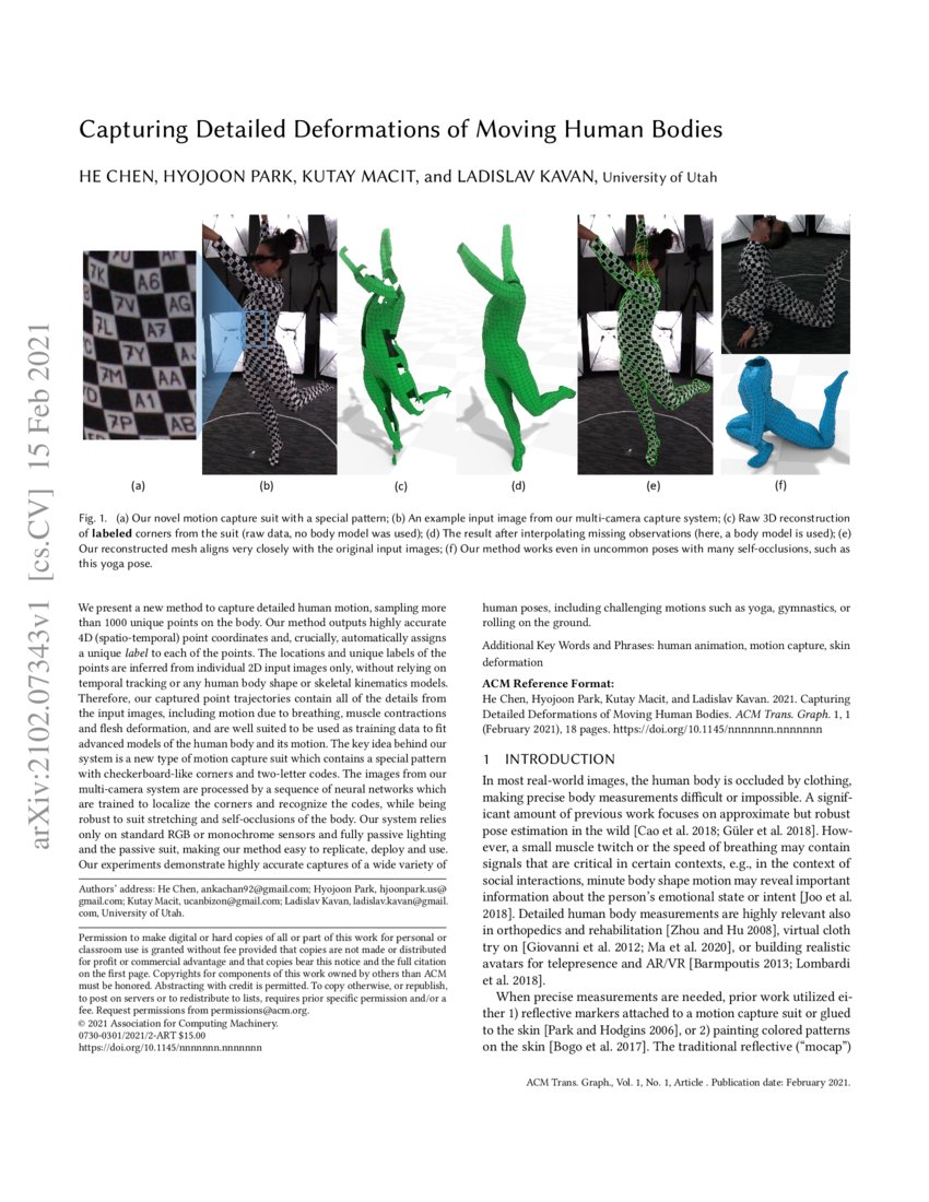 Capturing Detailed Deformations of Moving Human Bodies | DeepAI