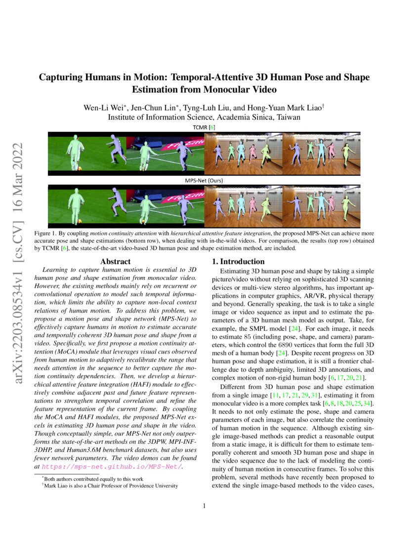 Capturing Humans in Motion: Temporal-Attentive 3D Human Pose and Shape Estimation from Monocular ...