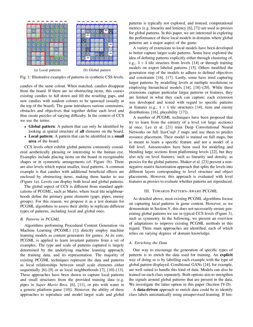 Capturing Local and Global Patterns in Procedural Content Generation via Machine Learning | DeepAI