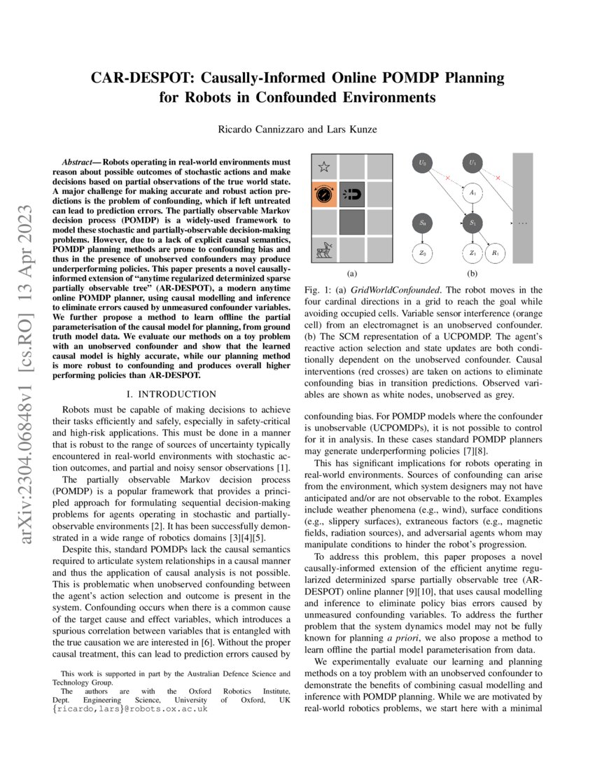 CAR-DESPOT: Causally-Informed Online POMDP Planning for Robots in ...