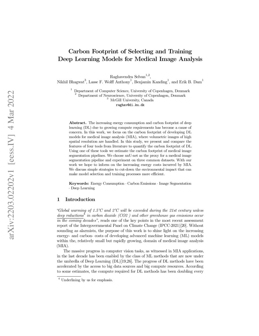 Carbon Footprint of Selecting and Training Deep Learning Models for ...