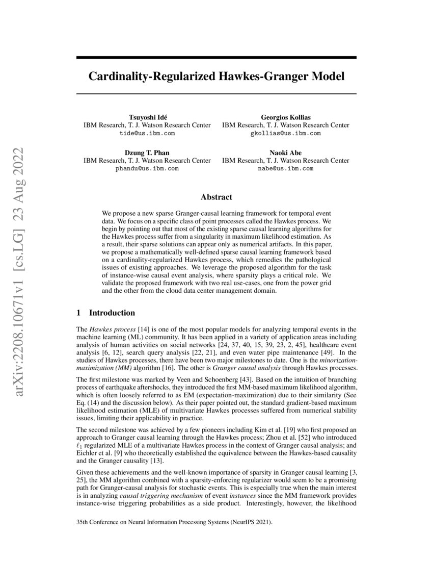 Cardinality-Regularized Hawkes-Granger Model | DeepAI Cardinality-Regularized Hawkes-Granger Model | DeepAI