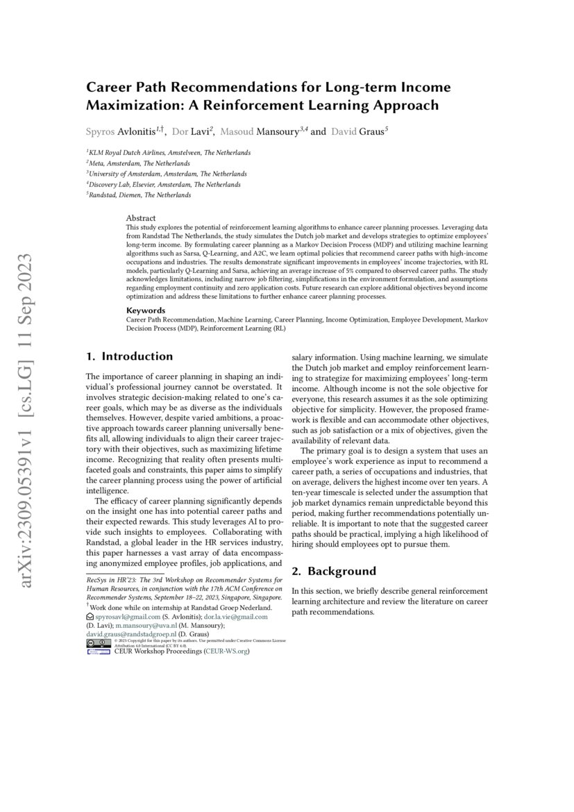 Career Path Recommendations for Long-term Income Maximization: A ...