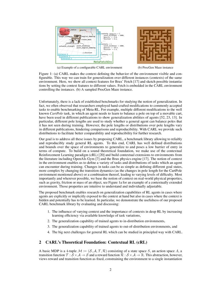 Carl A Benchmark For Contextual And Adaptive Reinforcement Learning