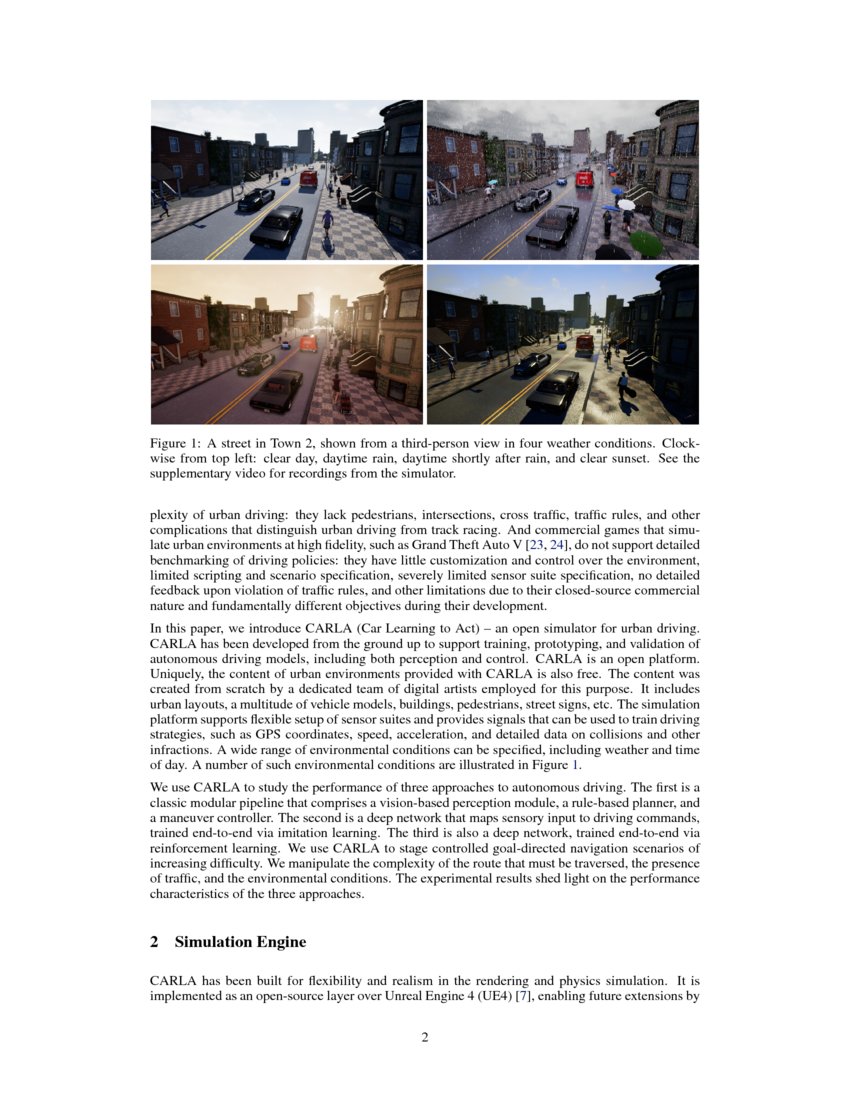 CARLA: An Open Urban Driving Simulator | DeepAI