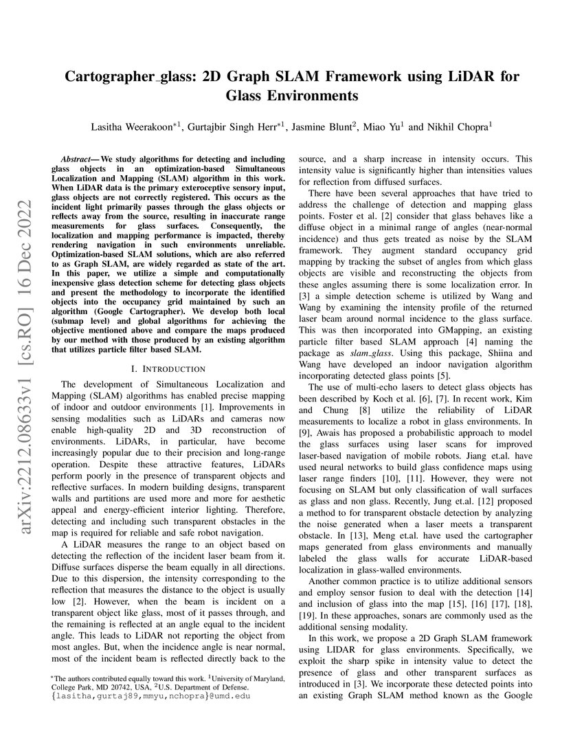 Cartographerglass 2d Graph Slam Framework Using Lidar For Glass Environments Deepai