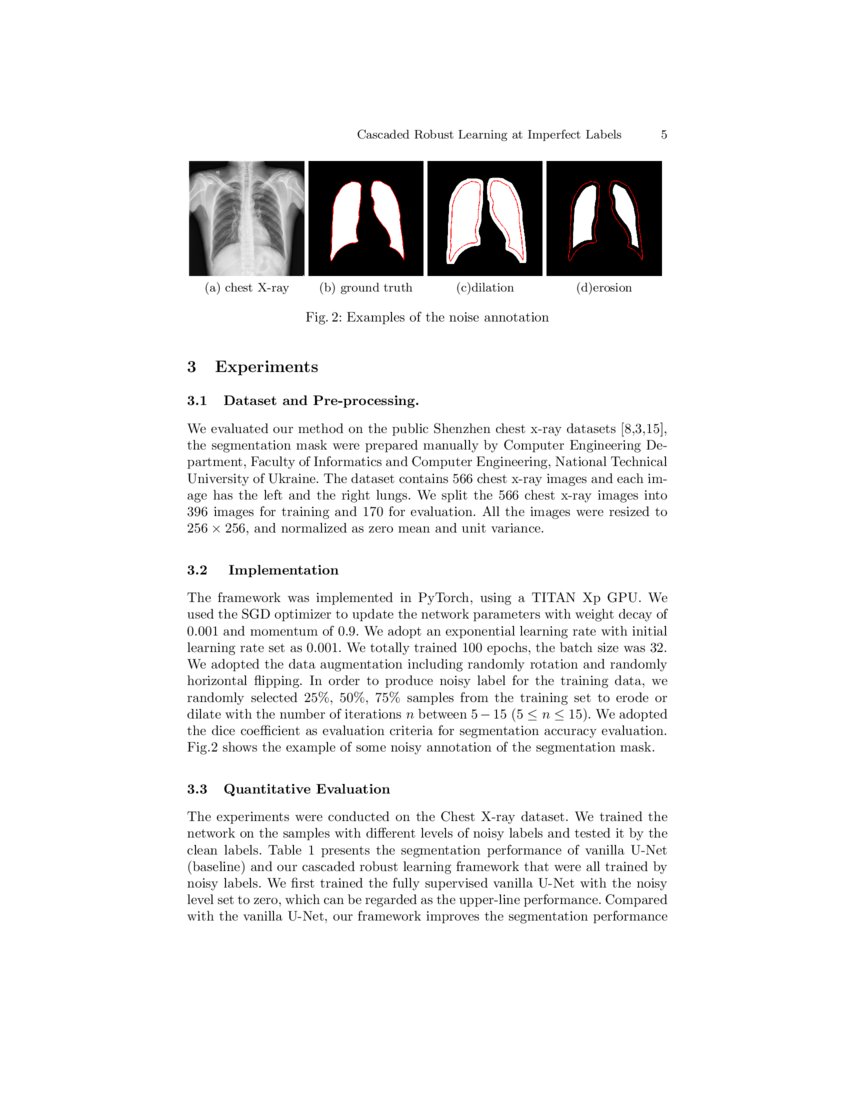 Cascaded Robust Learning At Imperfect Labels For Chest X Ray Segmentation Deepai 