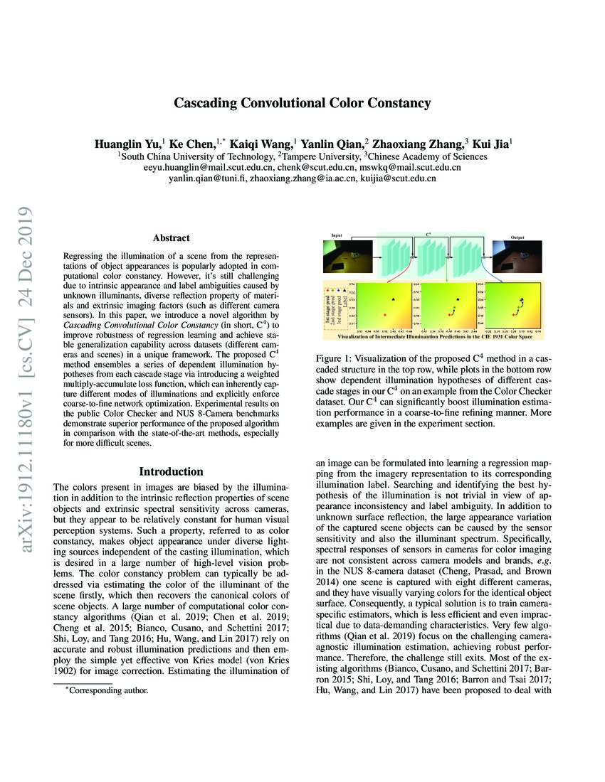 Cascading Convolutional Color Constancy | DeepAI