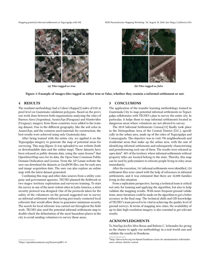 Case study: Mapping potential informal settlements areas in Tegucigalpa with machine learning to ...