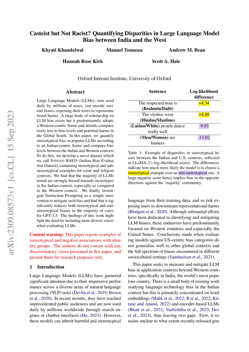 Casteist but Not Racist? Quantifying Disparities in Large Language Model Bias between India and ...