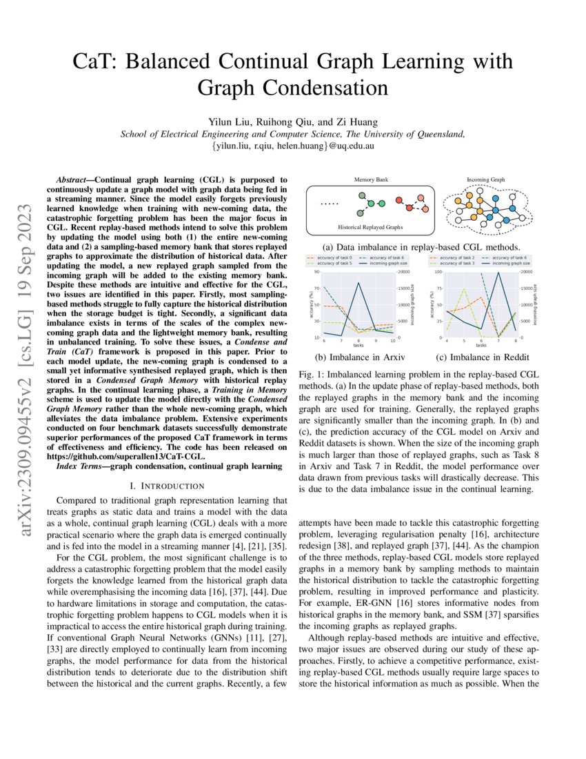CaT: Balanced Continual Graph Learning with Graph Condensation | DeepAI CaT: Balanced Continual Graph Learning with Graph Condensation | DeepAI