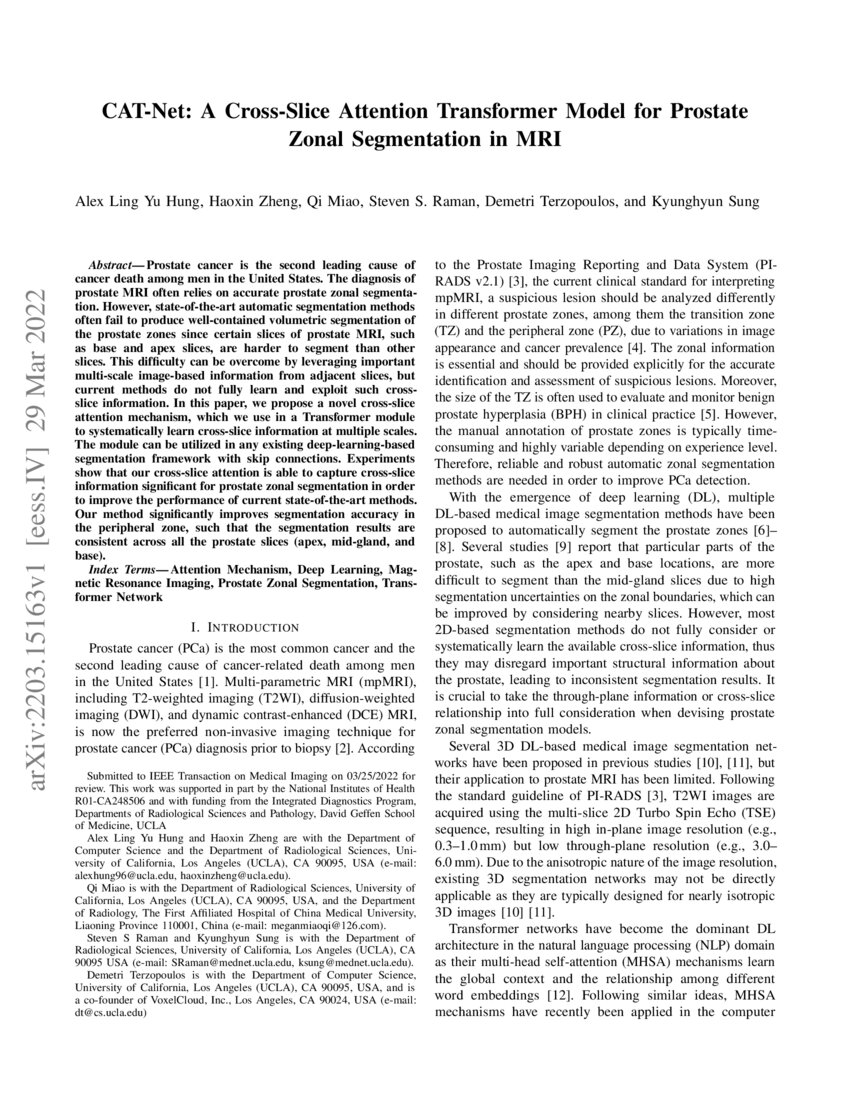 Cat Net A Cross Slice Attention Transformer Model For Prostate Zonal