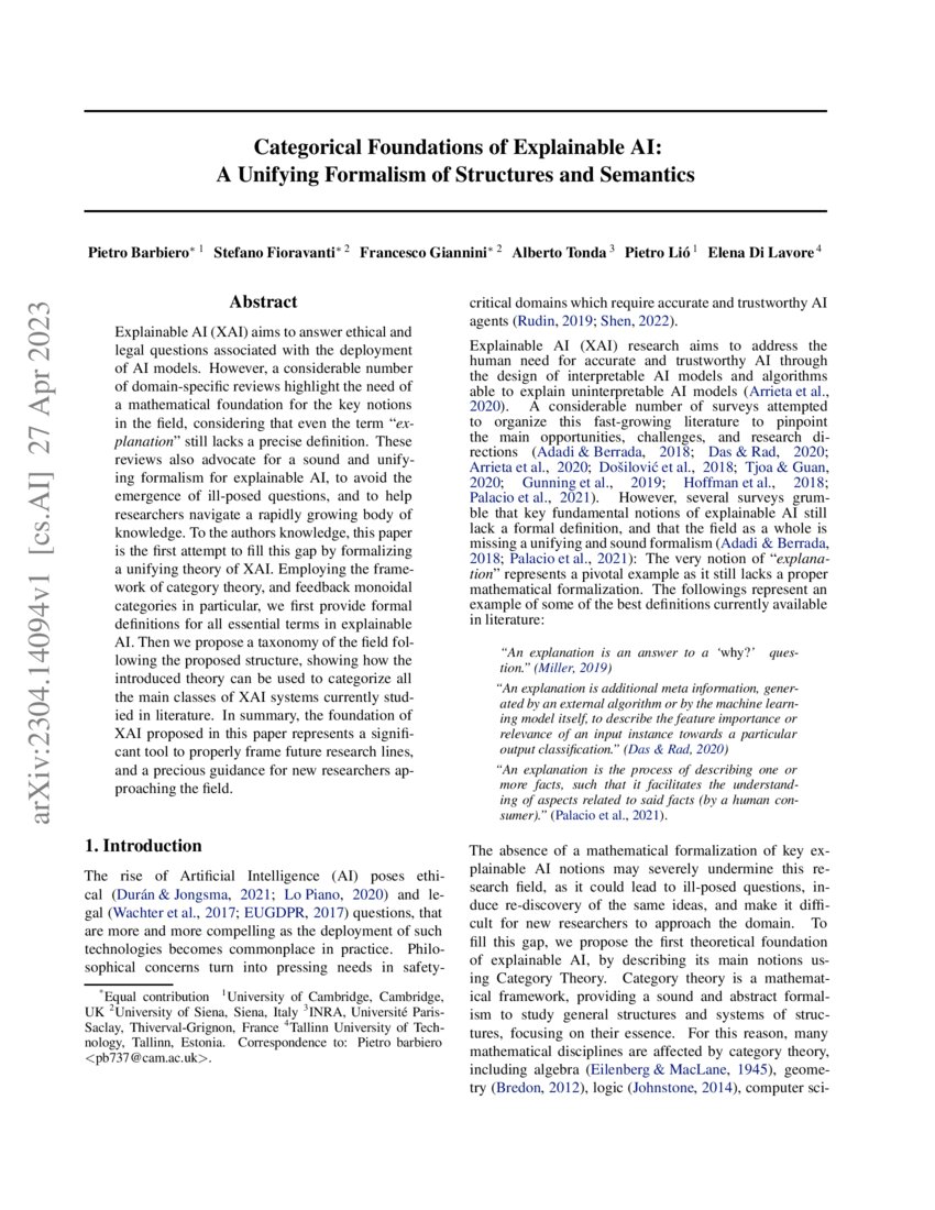 Categorical Foundations Of Explainable Ai Deepai