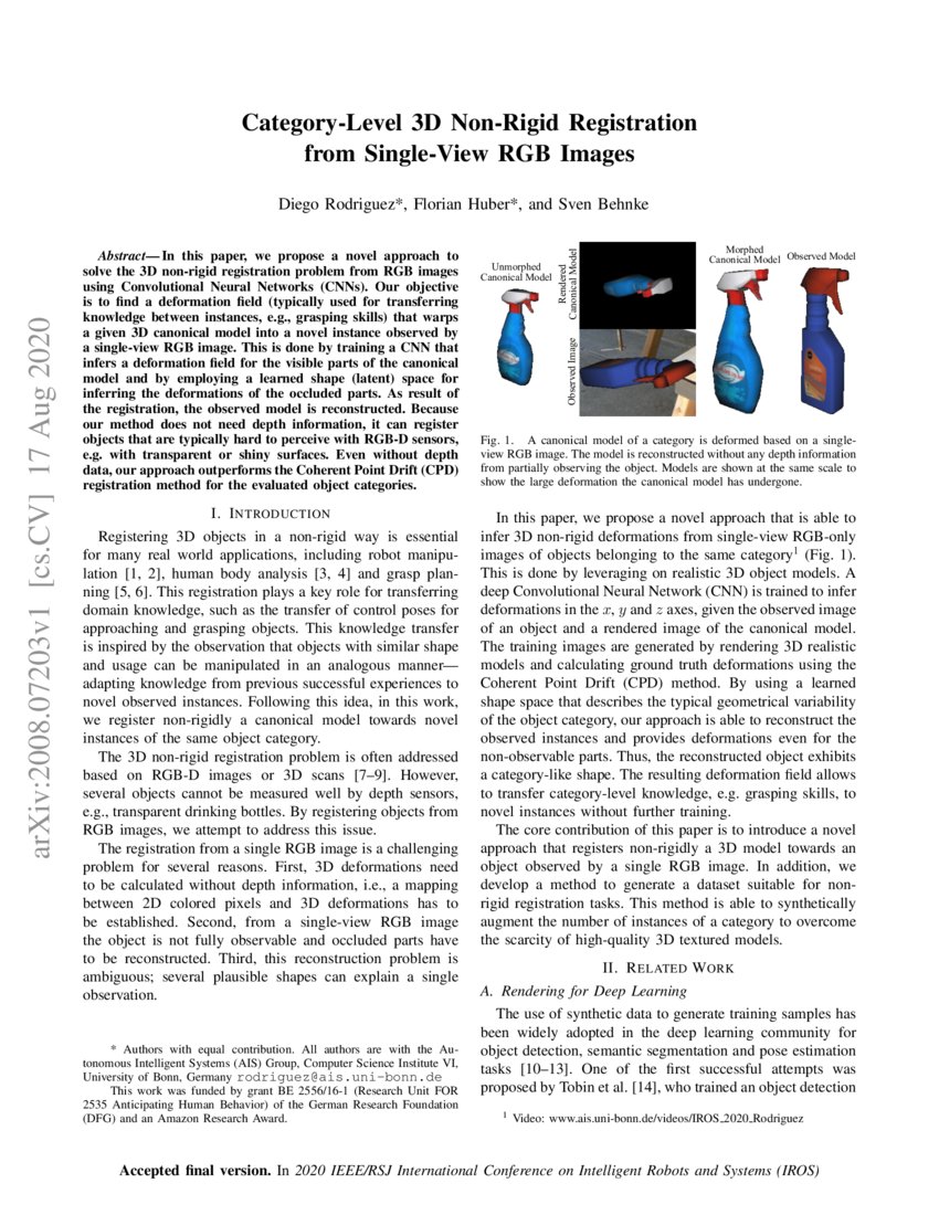Category-Level 3D Non-Rigid Registration from Single-View RGB Images | DeepAI