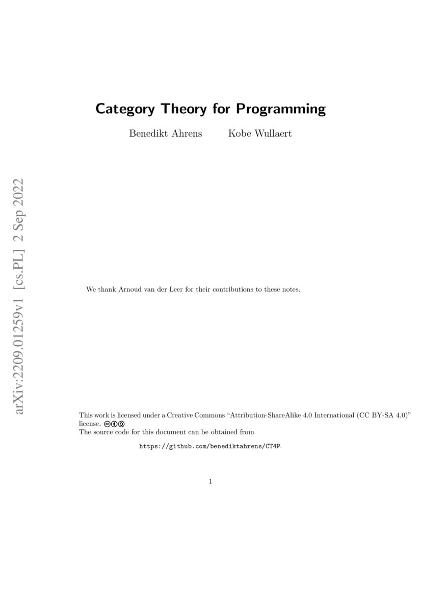 Category Theory for Programming | DeepAI Category Theory for Programming | DeepAI