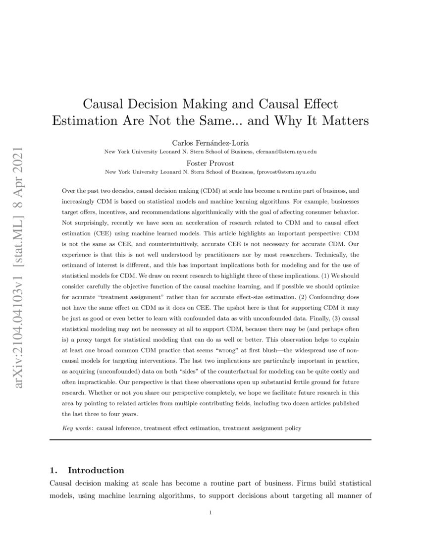 Causal Decision Making And Causal Effect Estimation Are Not The Same And Why It Matters Deepai