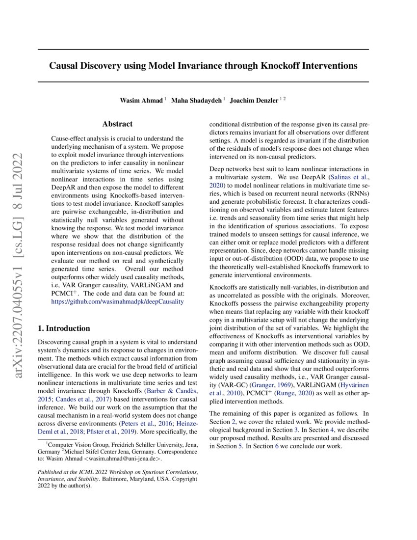Causal Discovery using Model Invariance through Knockoff Interventions ...