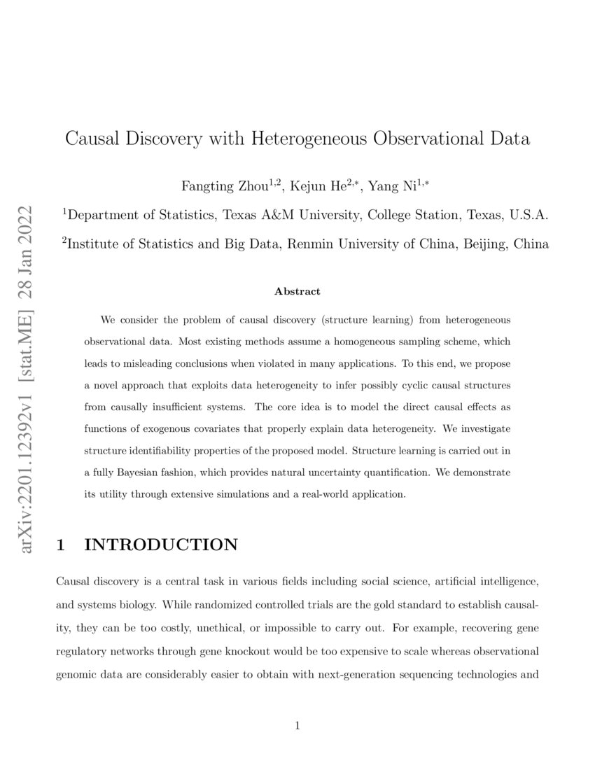 Causal Discovery With Heterogeneous Observational Data Deepai