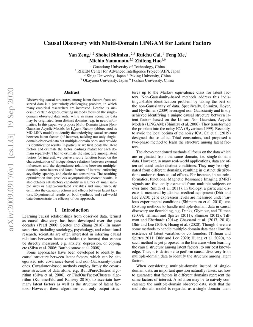 Causal Discovery With Multi Domain Lingam For Latent Factors Deepai