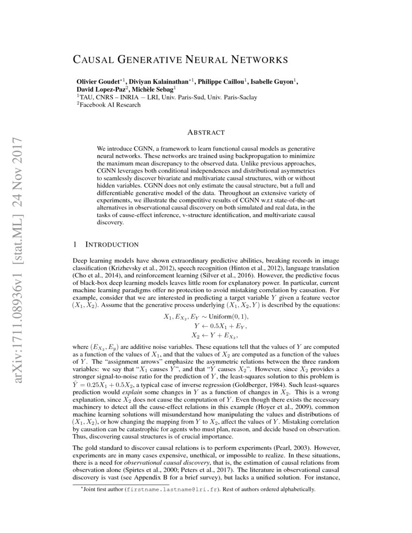 Causal Generative Neural Networks | DeepAI