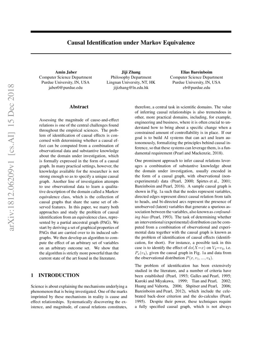 Causal Identification under Markov Equivalence | DeepAI