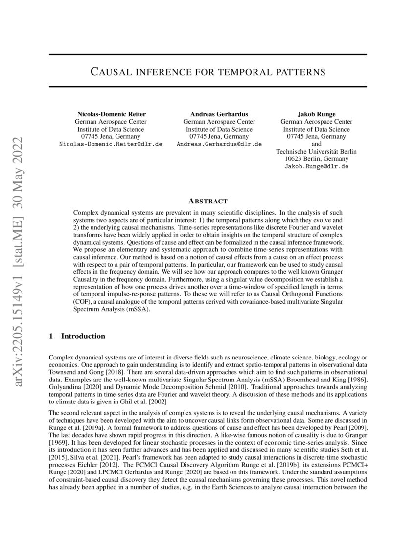 Causal Inference For Temporal Patterns Deepai