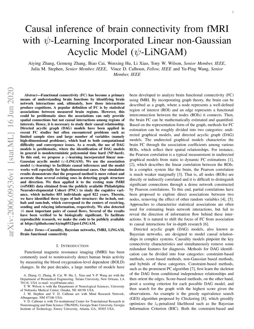 Causal inference of brain connectivity from fMRI with ψ-Learning ... Causal inference of brain connectivity from fMRI with ψ-Learning ...