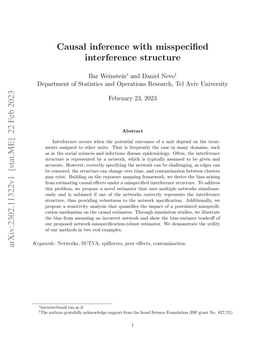 Causal inference with misspecified interference structure | DeepAI