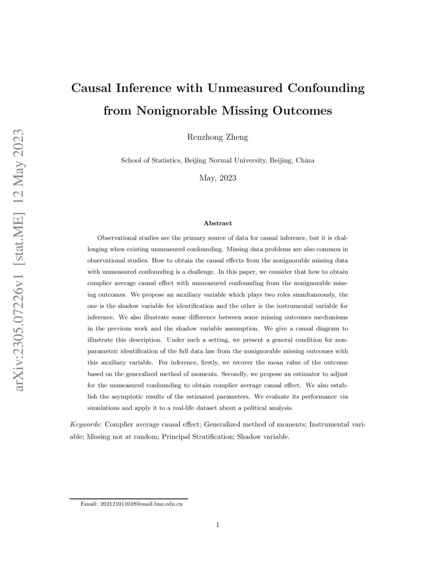 Causal Inference With Unmeasured Confounding From Nonignorable Missing