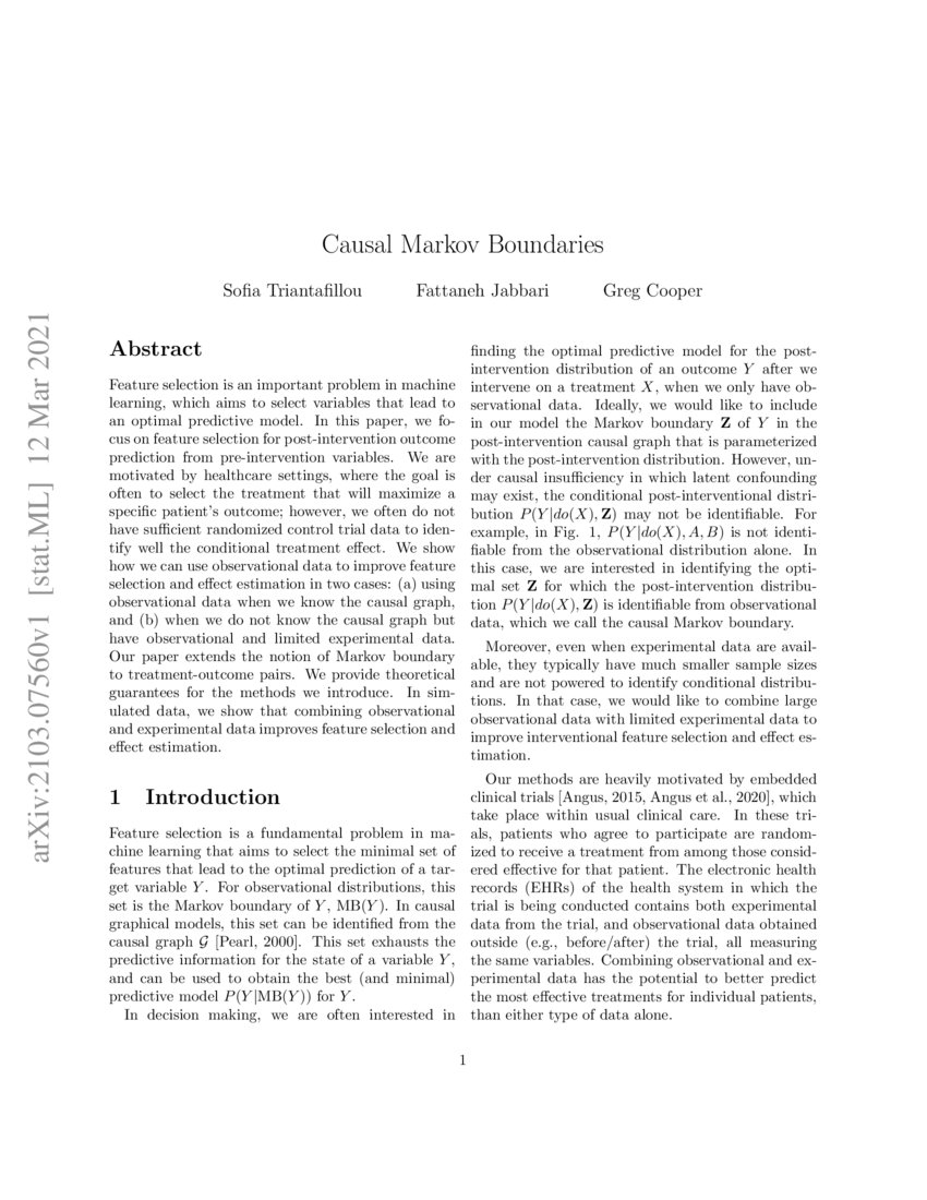 Causal Markov Boundaries Deepai