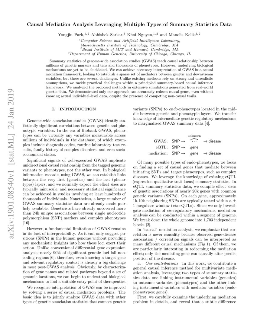 Causal Mediation Analysis Leveraging Multiple Types of Summary Statistics Data | DeepAI