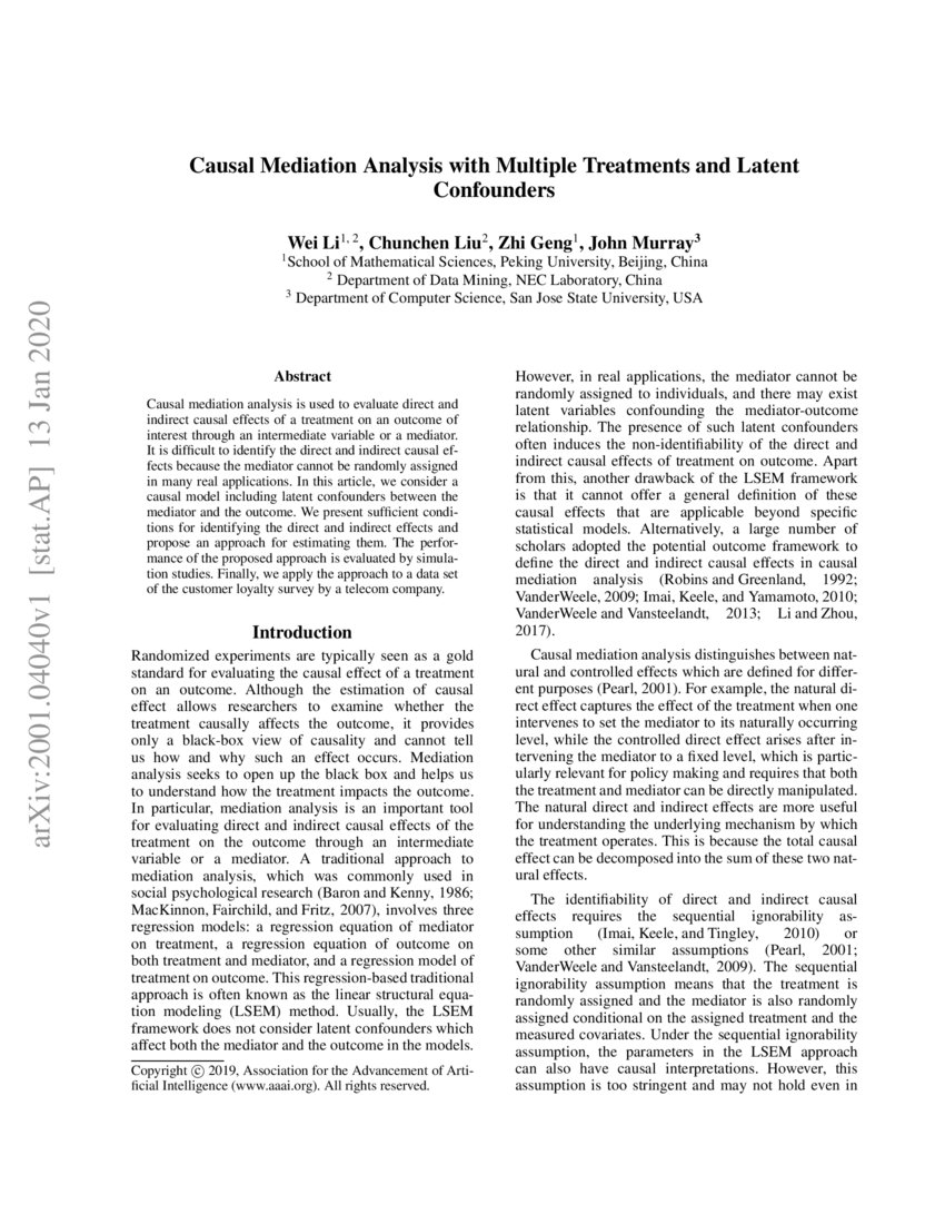 Causal Mediation Analysis with Multiple Treatments and Latent ...