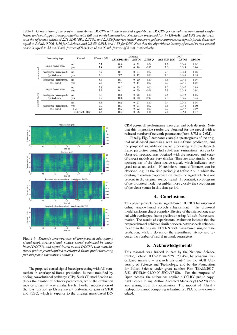 Causal Signal-Based DCCRN with Overlapped-Frame Prediction for Online Speech Enhancement | DeepAI