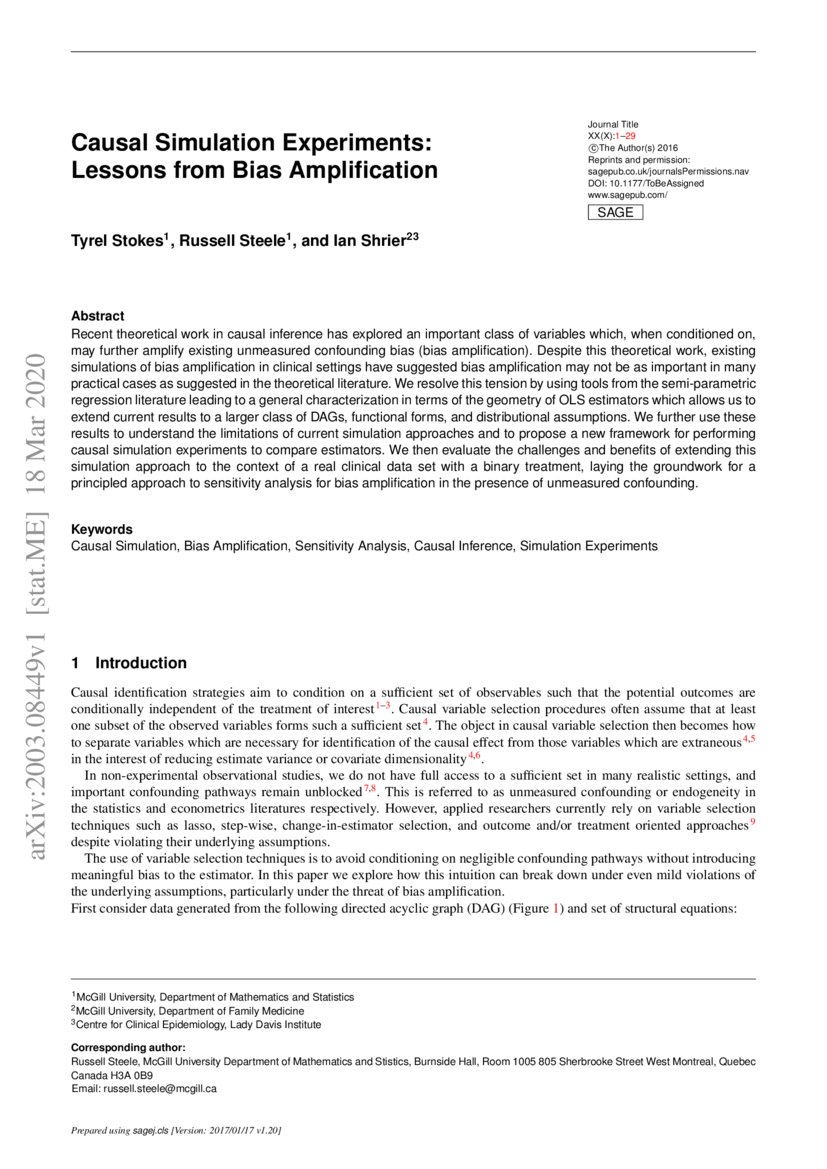 Causal Simulation Experiments: Lessons from Bias Amplification | DeepAI