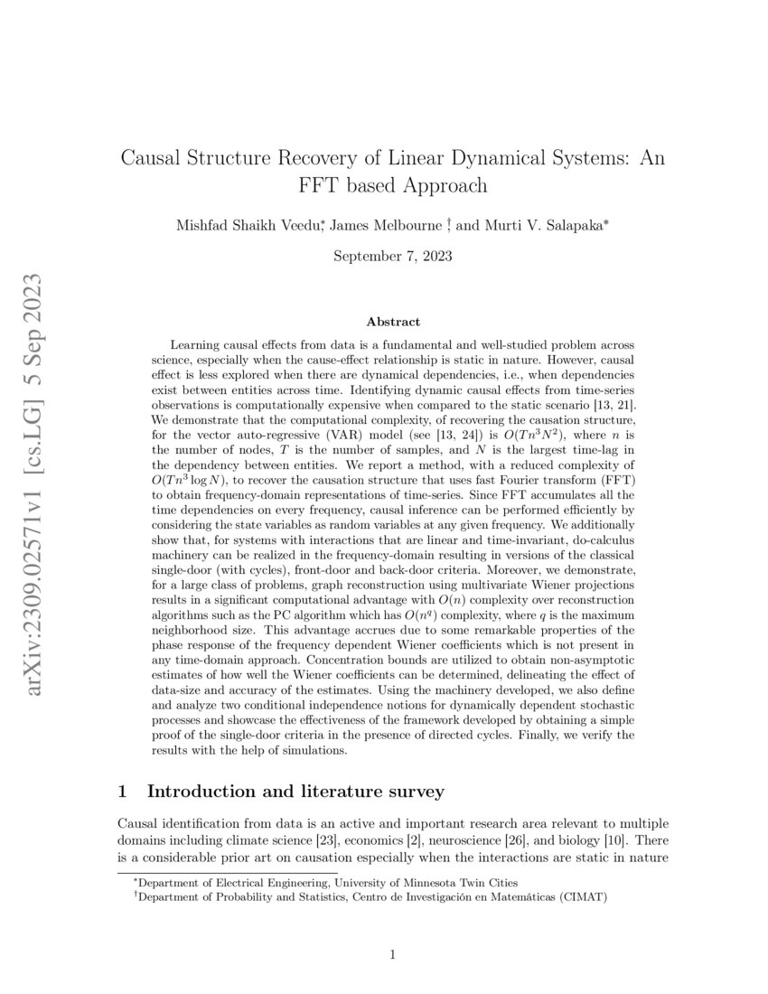 Causal Structure Recovery Of Linear Dynamical Systems An Fft Based