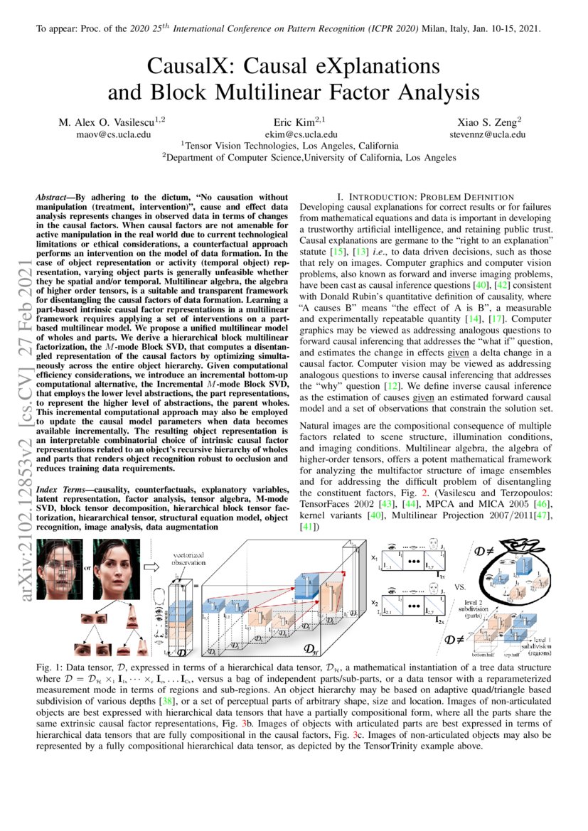CausalX: Causal Explanations and Block Multilinear Factor Analysis | DeepAI