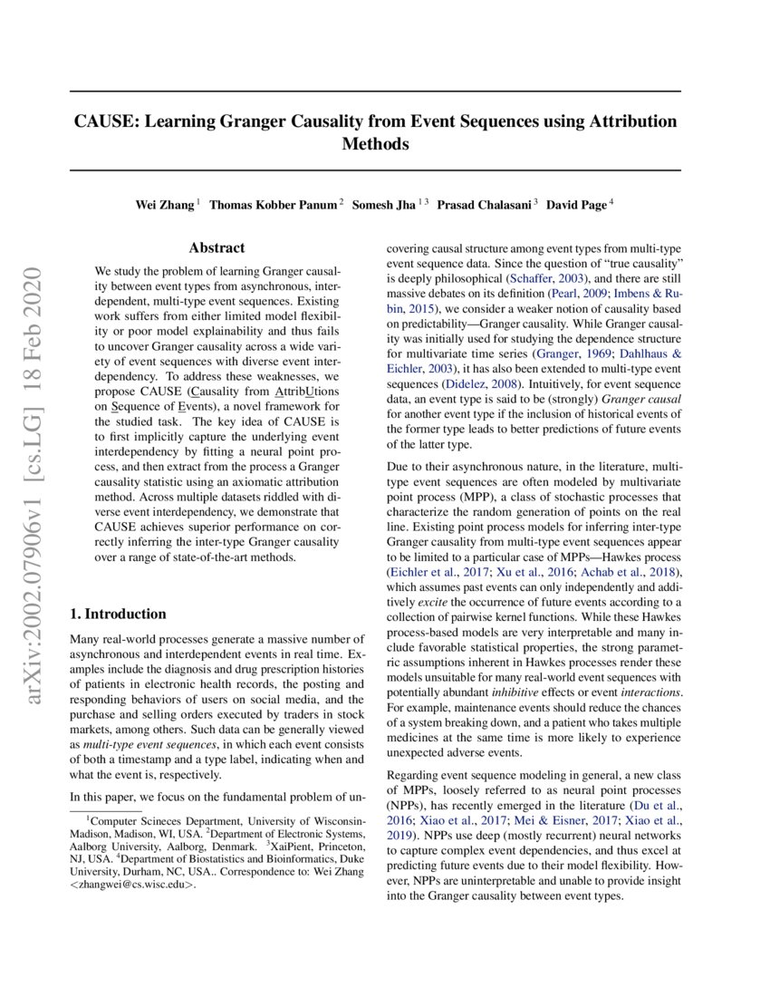 CAUSE: Learning Granger Causality from Event Sequences using ...
