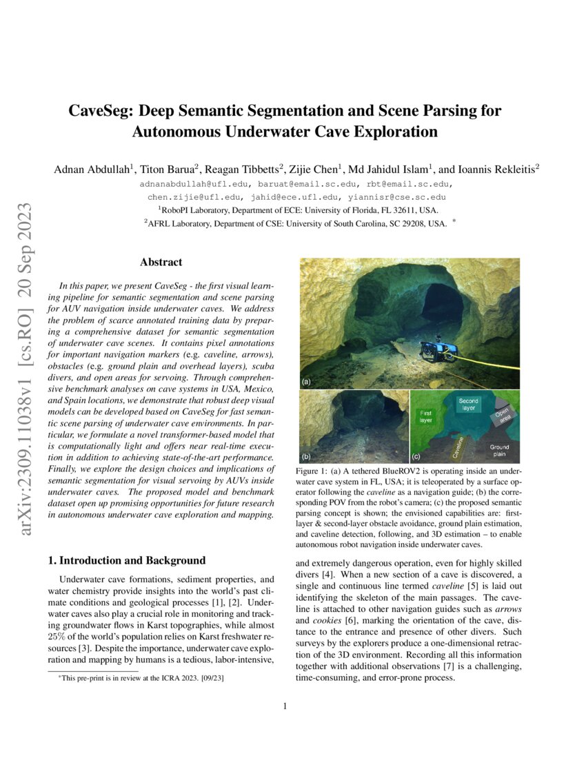 Caveseg Deep Semantic Segmentation And Scene Parsing For Autonomous Underwater Cave Exploration