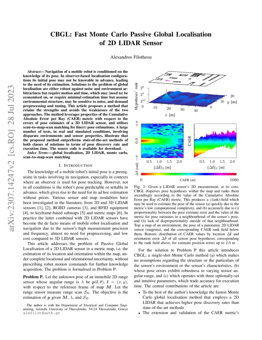Cbgl Fast Monte Carlo Passive Global Localisation Of 2d Lidar Sensor Deepai