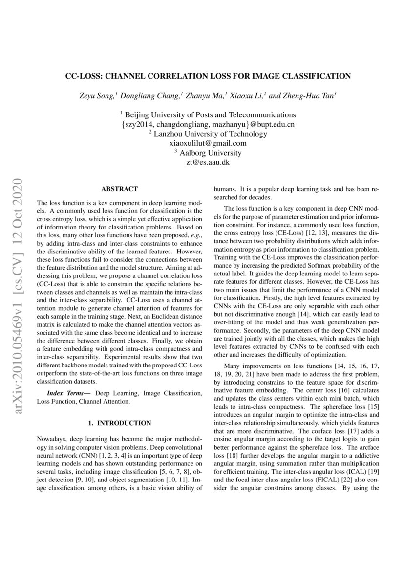 CC-Loss: Channel Correlation Loss For Image Classification | DeepAI