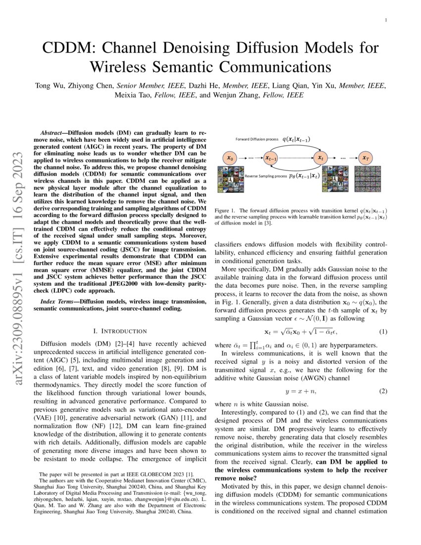CDDM: Channel Denoising Diffusion Models for Wireless Semantic Communications | DeepAI